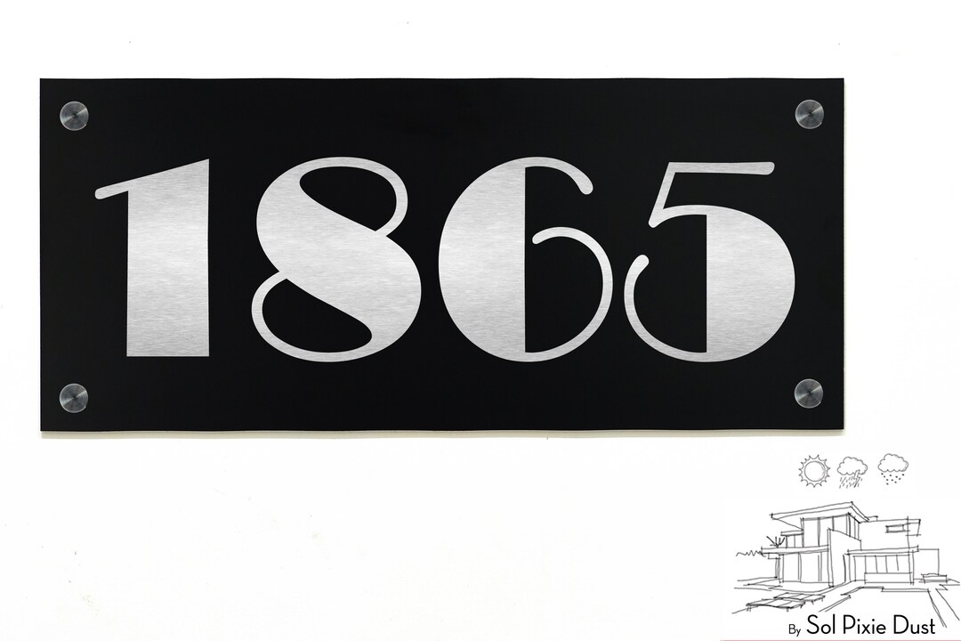 Modern House Sign With Black Aluminum (ACP) and Silver Fiber Laser ...