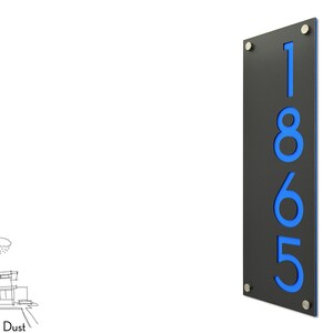 Modern House Numbers Metallic Gray Aluminum With Blue Acrylic - Etsy