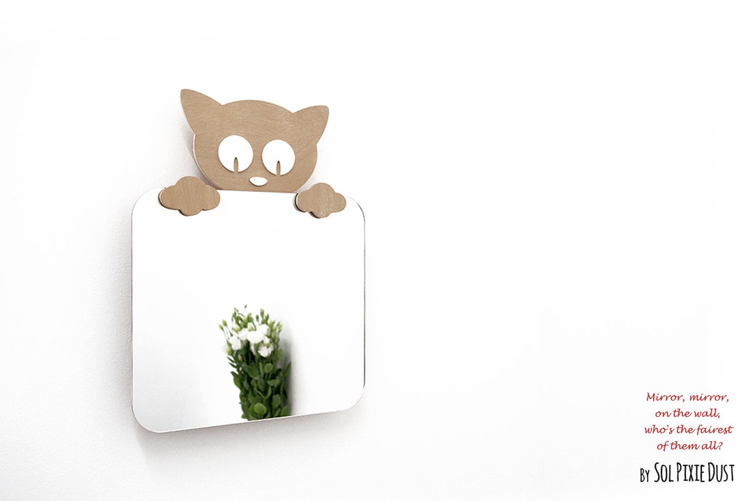 Safety Mirror Kitten With LED Light - Wall Decor Mirror - Nursery Kid ...