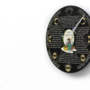 Moon Phase Wall Clock - Lunar Cycle - Round Black - Farmer Gift ...