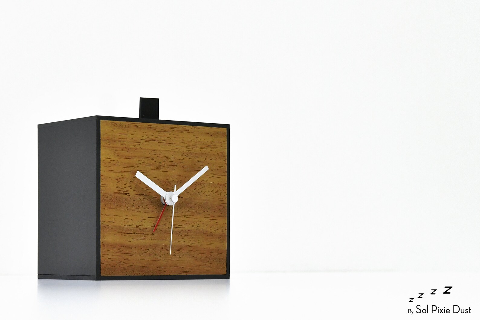 Modern Alarm Clock - Solid Wood Square - Analog Silent No Ticking Clock ...