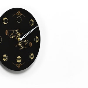 Moon Phase Wall Clock - Lunar Cycle - Round Black - Moon Phase Tracker ...