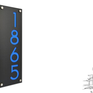 Modern House Numbers Metallic Gray Aluminum With Blue Acrylic - Etsy