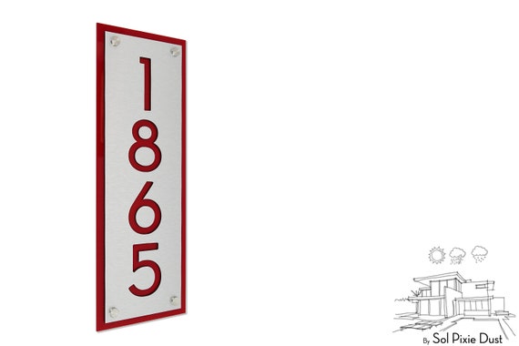 Modern House Numbers Rectangle Framed Silver Aluminum With - Etsy