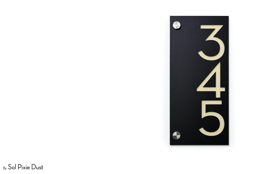 Modern House Numbers 2 Screws Vertical Black Acrylic With - Etsy