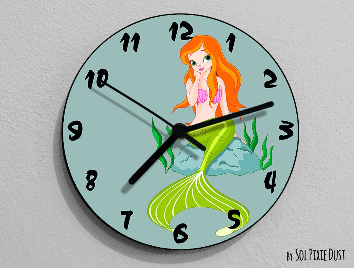 Ariel Mermaid Wall Clock Sea Life Kids Nursery Room Teens | Etsy