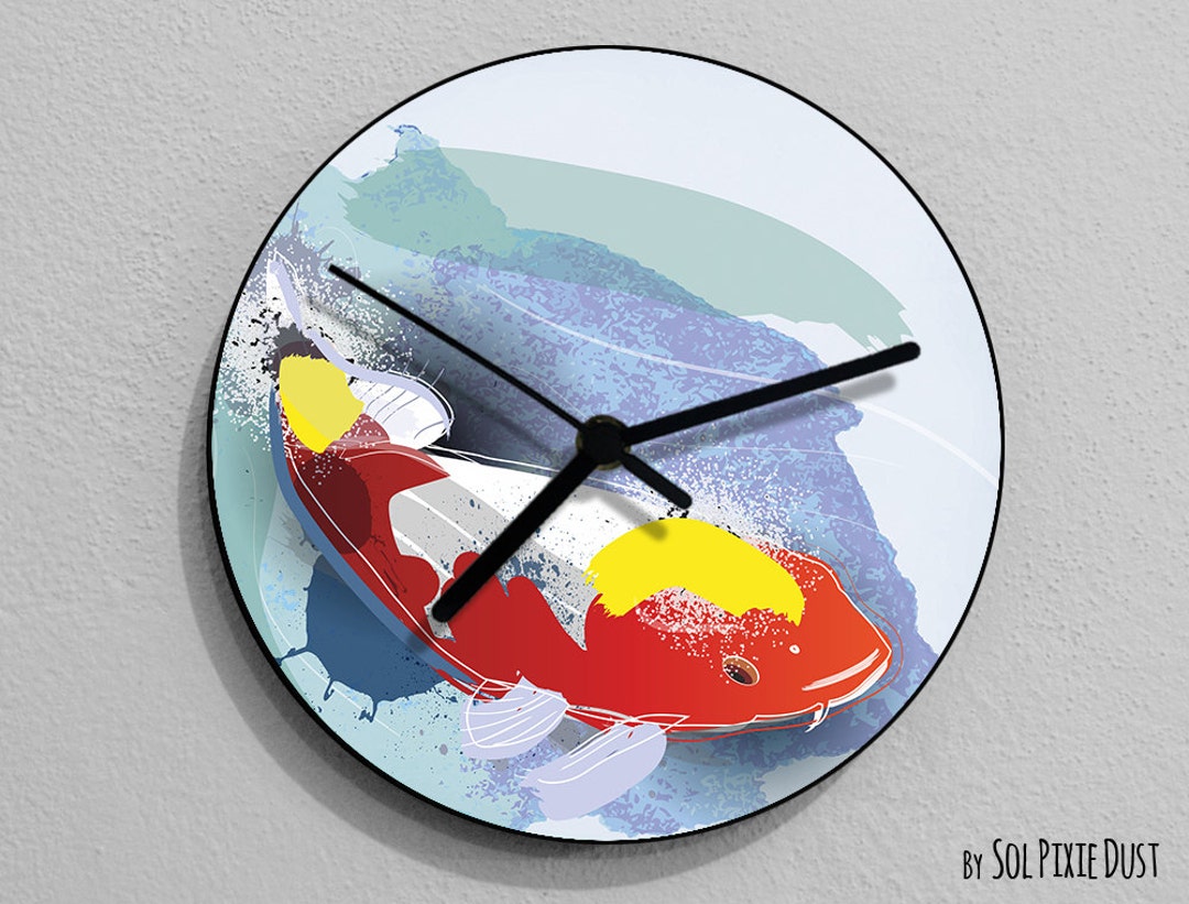 Colorful Koi Wall Clock - Etsy