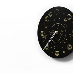 Moon Phase Wall Clock - Lunar Cycle - Round Black - Moon Phase Tracker ...