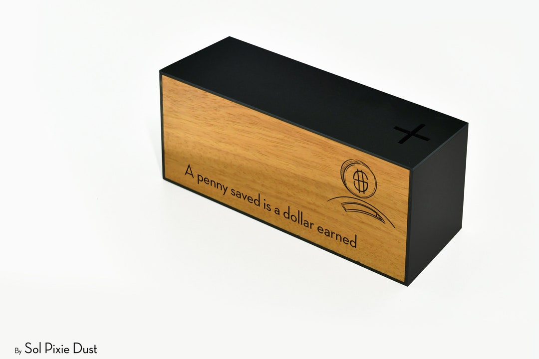 Wood and Acrylic Money Box - Personalized Piggy Bank - Saving Money ...
