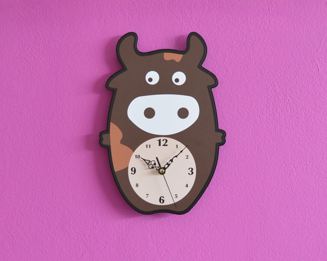 Cute Cow Cartoon - Wall Clock - Etsy