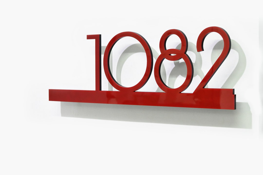 Metropolis Modern House Number - Dark Red With Black Acrylic ...