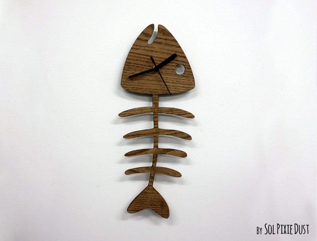 Fish Bone Wooden Wall Clock - Etsy