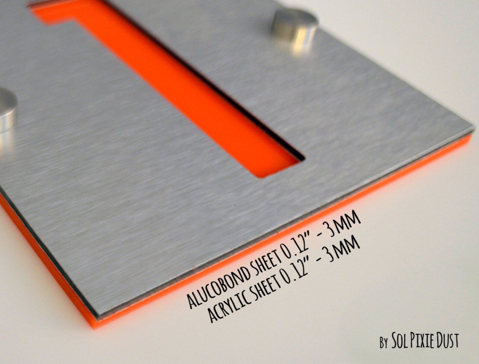 Modern House Numbers, One Number Square Alucobond With Orange Acrylic ...