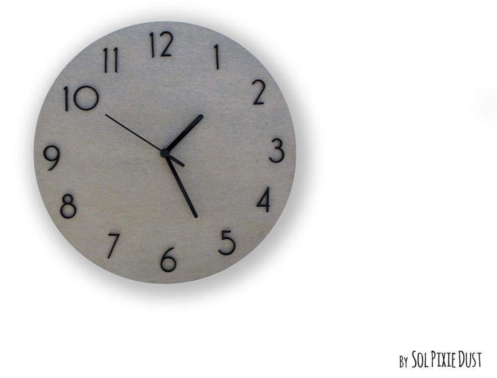 Concrete Circle With Black Acrylic Numbers - TYPE 1 Wall Clock - Modern ...
