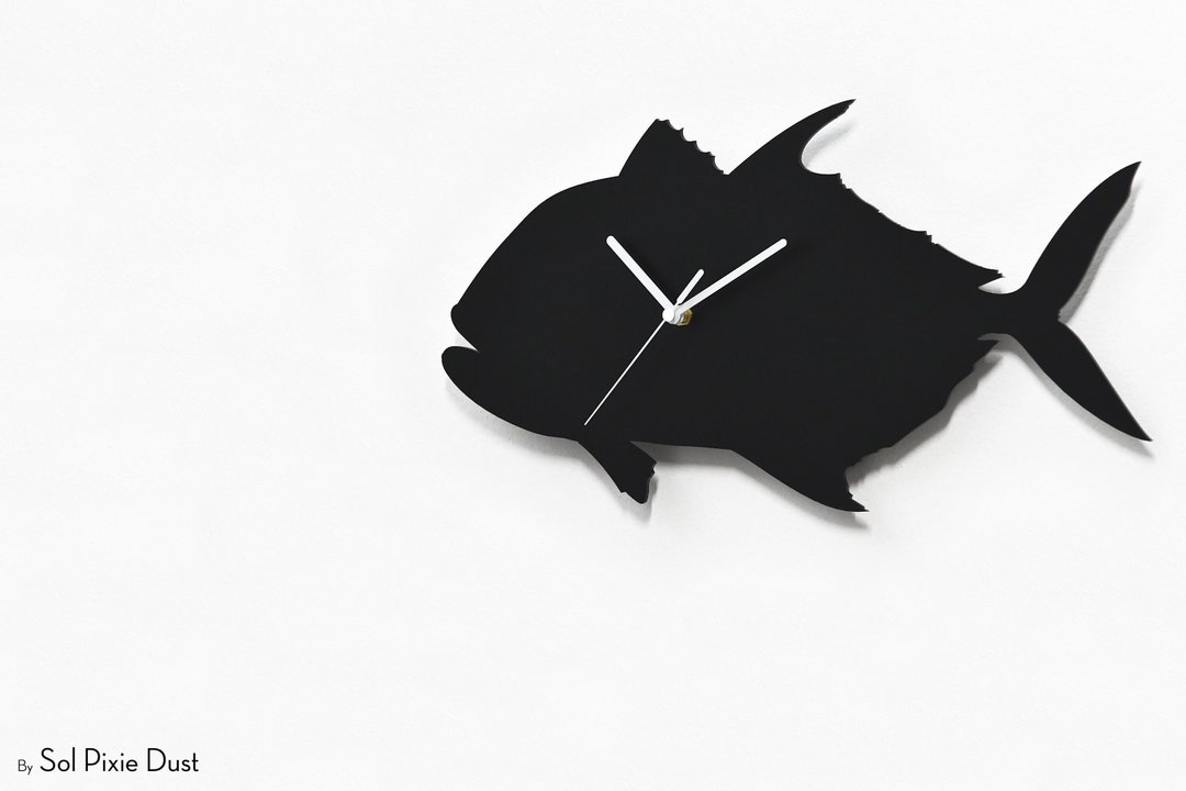Sea Fish Silhouette Wall Clock - Fish Wall Decor - Fish Clock - Coastal ...