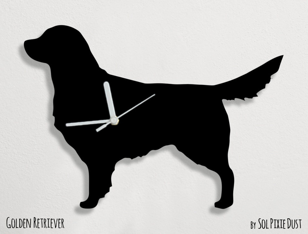 Golden Retriever Dog - Wall Clock Silhouette - Etsy