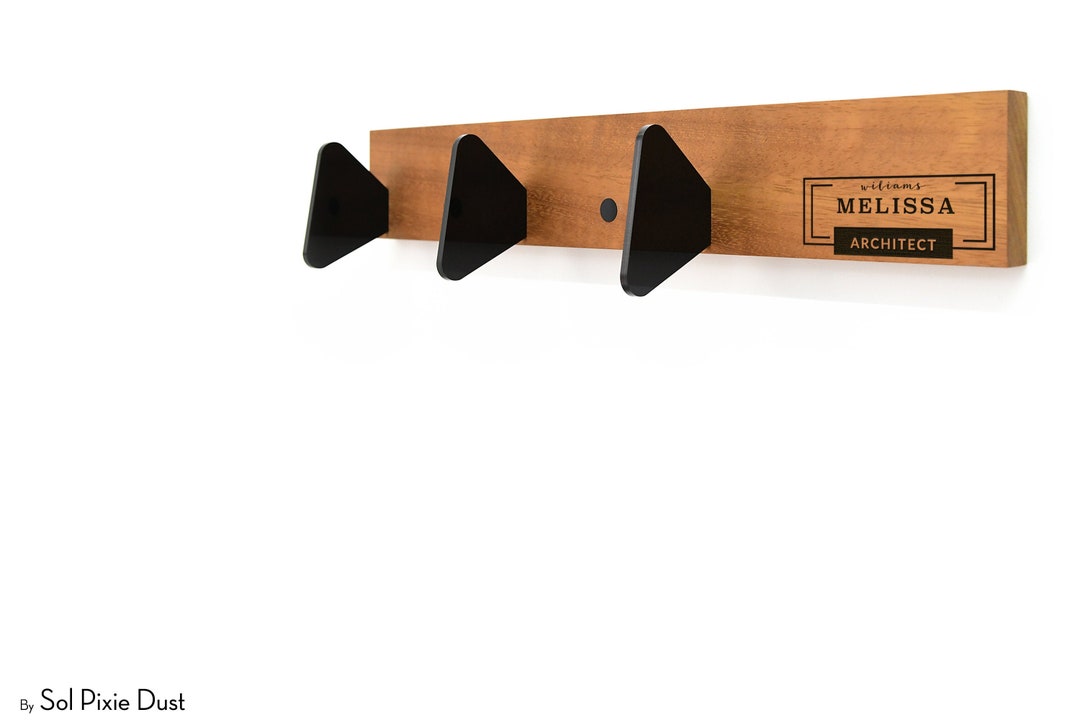 Wall Mount Wooden Hook Rack - Personalized Laser Engraving - Wall Hook ...