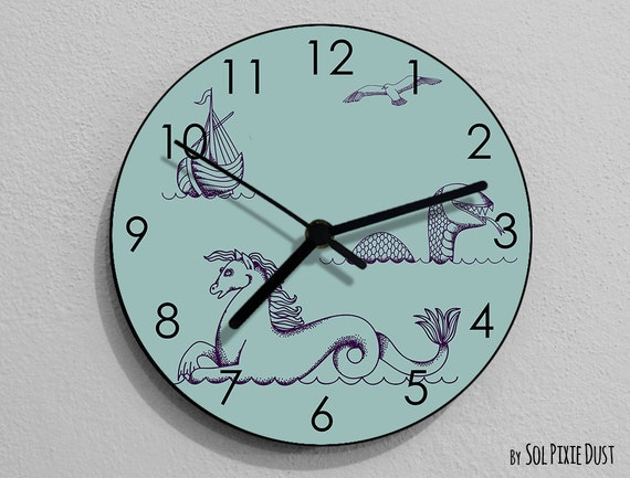 Sea Horse Wall Clock Sea Life Kids Nursery Room Teens - Etsy