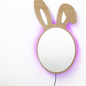 Safety Mirror Bunny Ears With LED Light - Wall Decor Mirror - Nursery ...
