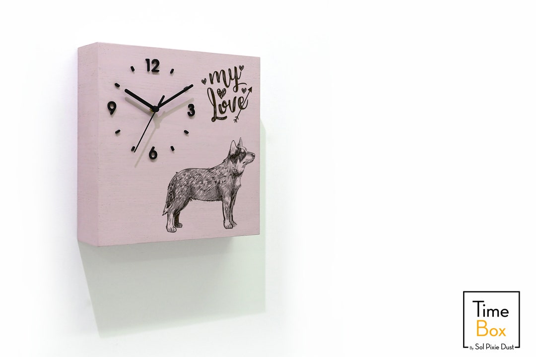Wooden Time Box Clock - Victorian Pink Chalk - Australian Cattle Dog ...