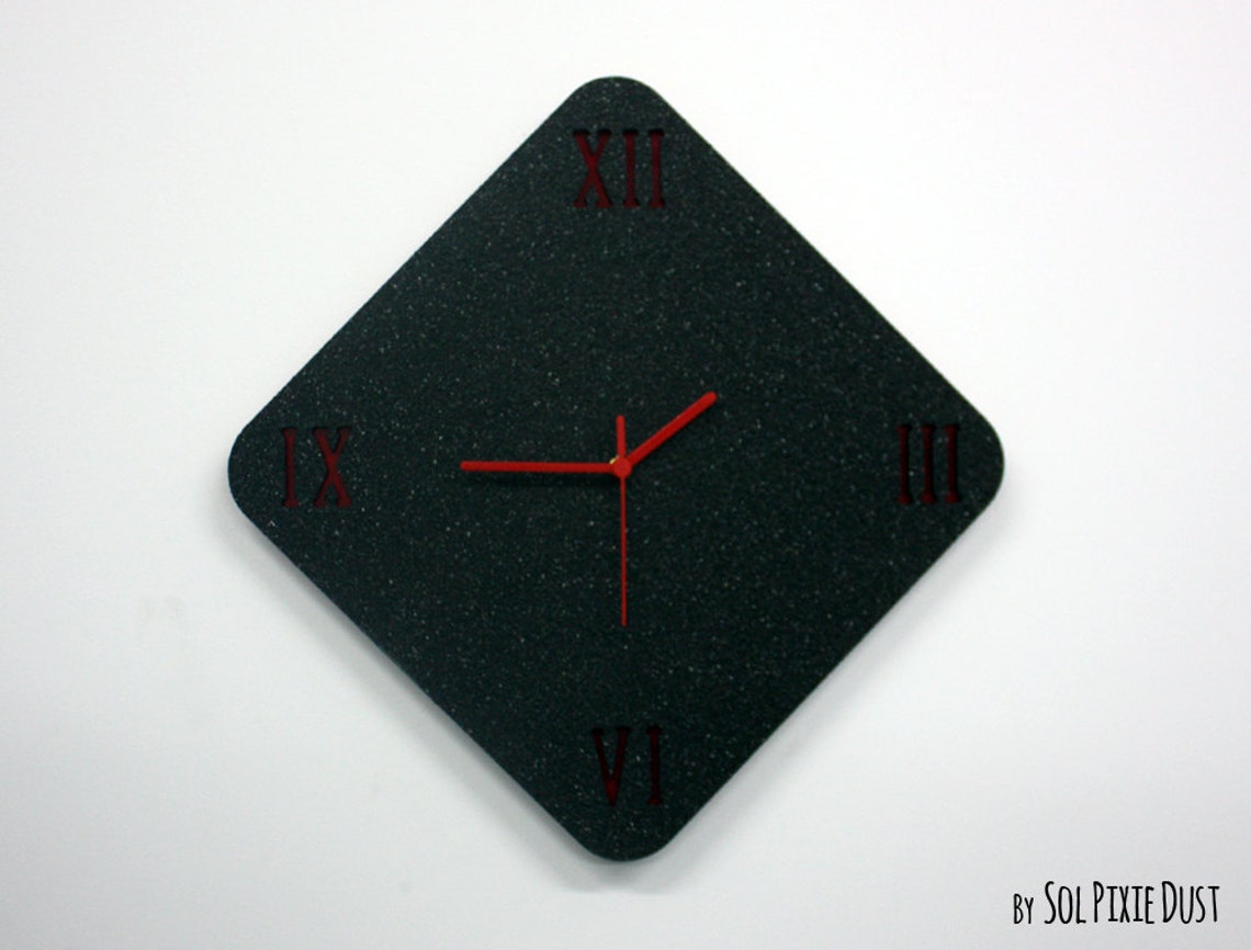 Black Granite Concrete Wall Clock / Modern Rhombus Wall Clock - Etsy