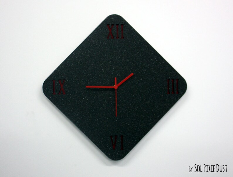 Black Granite Concrete Wall Clock / Modern Rhombus Wall Clock - Etsy