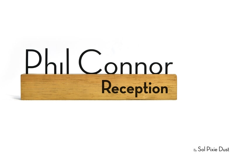 Modern Desk Name Sign Solid Wood / Black Acrylic Business - Etsy