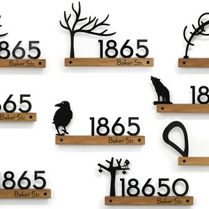 Modern House Numbers - Tree 02 Wooden & Acrylic Signs - African Teak ...