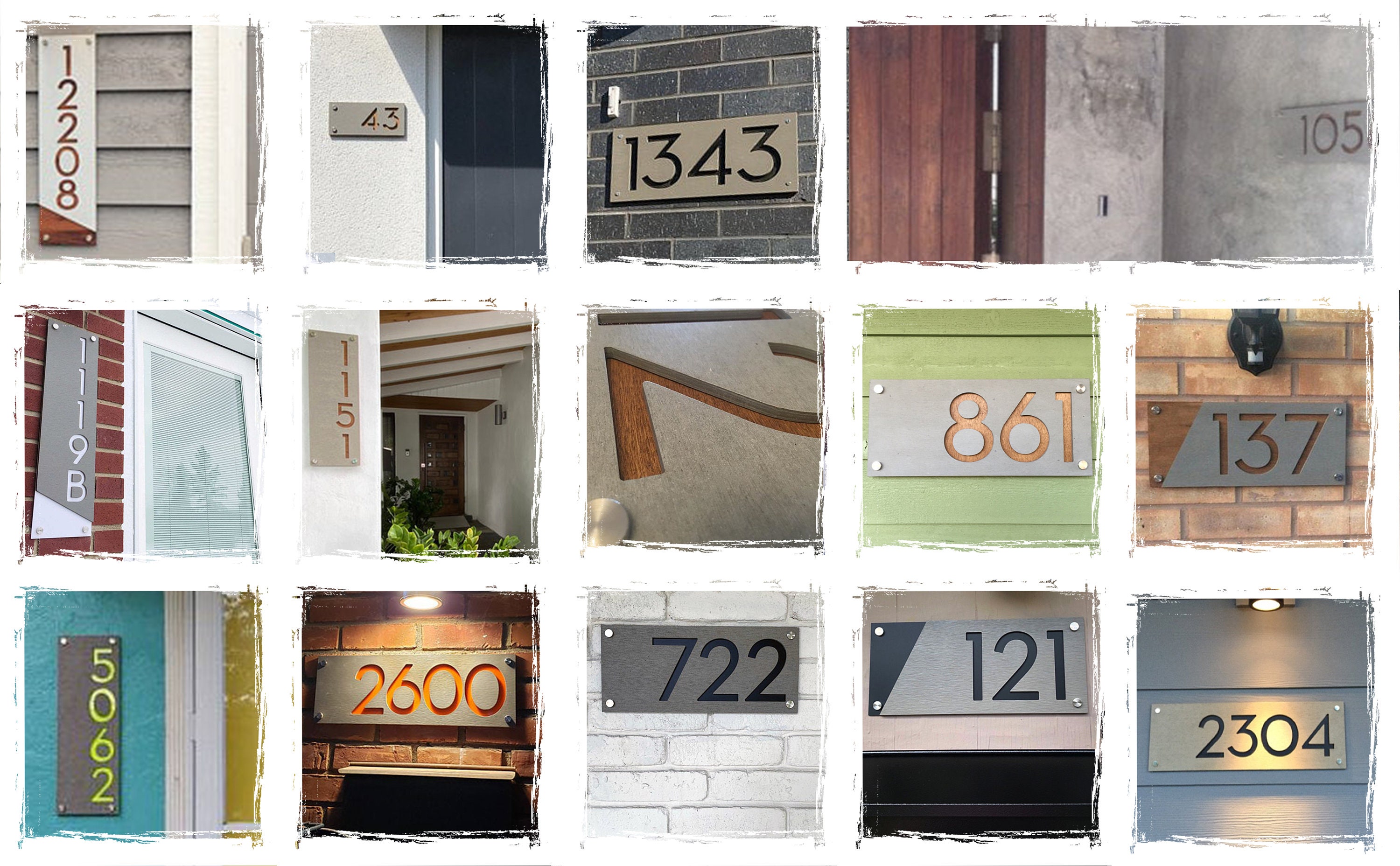 Modern House Numbers, Concrete With Bright Green Acrylic - Vertical ...
