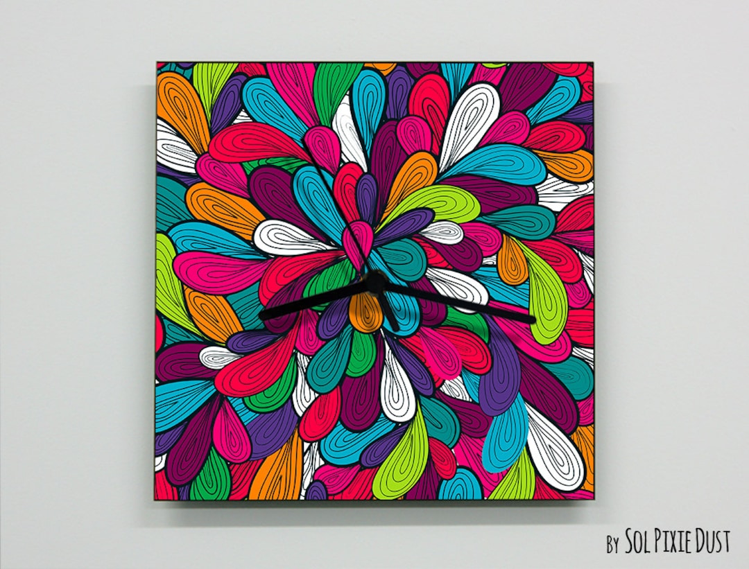 Colorful Flower Blooming Abstract Seamless Pattern Wall Clock - Etsy