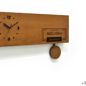 Modern Wooden Wall Clock - Pendulum Wall Clock - Laser Engraved Iroko ...