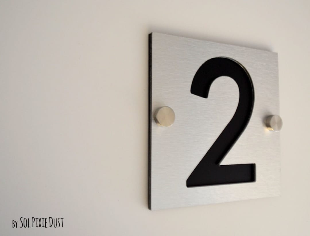 Números de casa modernos, Alucobond cuadrado de un número con acrílico ...