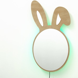 Safety Mirror Bunny Ears With LED Light - Wall Decor Mirror - Nursery ...