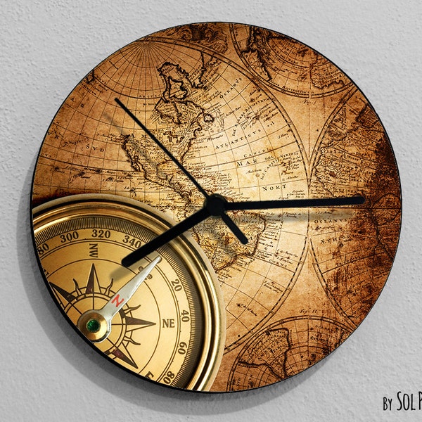 World Map Wall Clock - Etsy