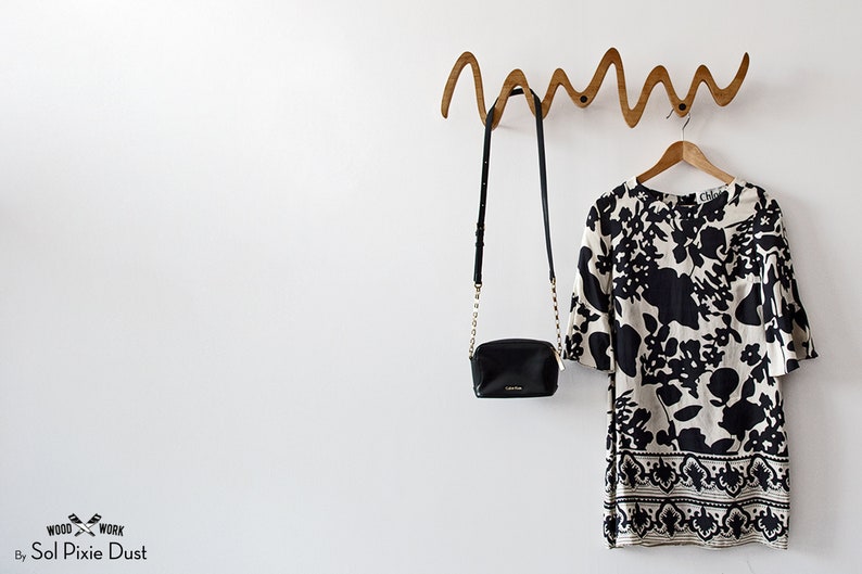 Zick - Zack Modern Wall Rack - Solid African Teak Iroko Wooden Hanger ...