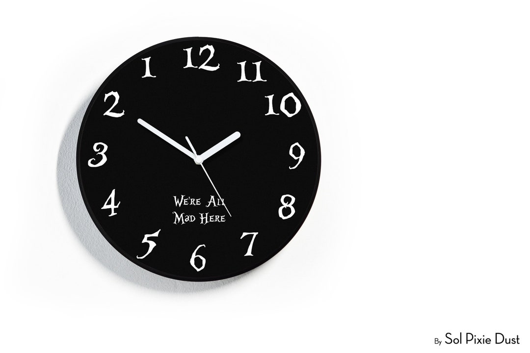 Reverse Wall Clock - Round Black Funny Clock - Backwards Running Time ...
