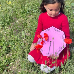 Day of the Week Clock - Heptagon Black Wall Clock - Week Clock - Fun ...