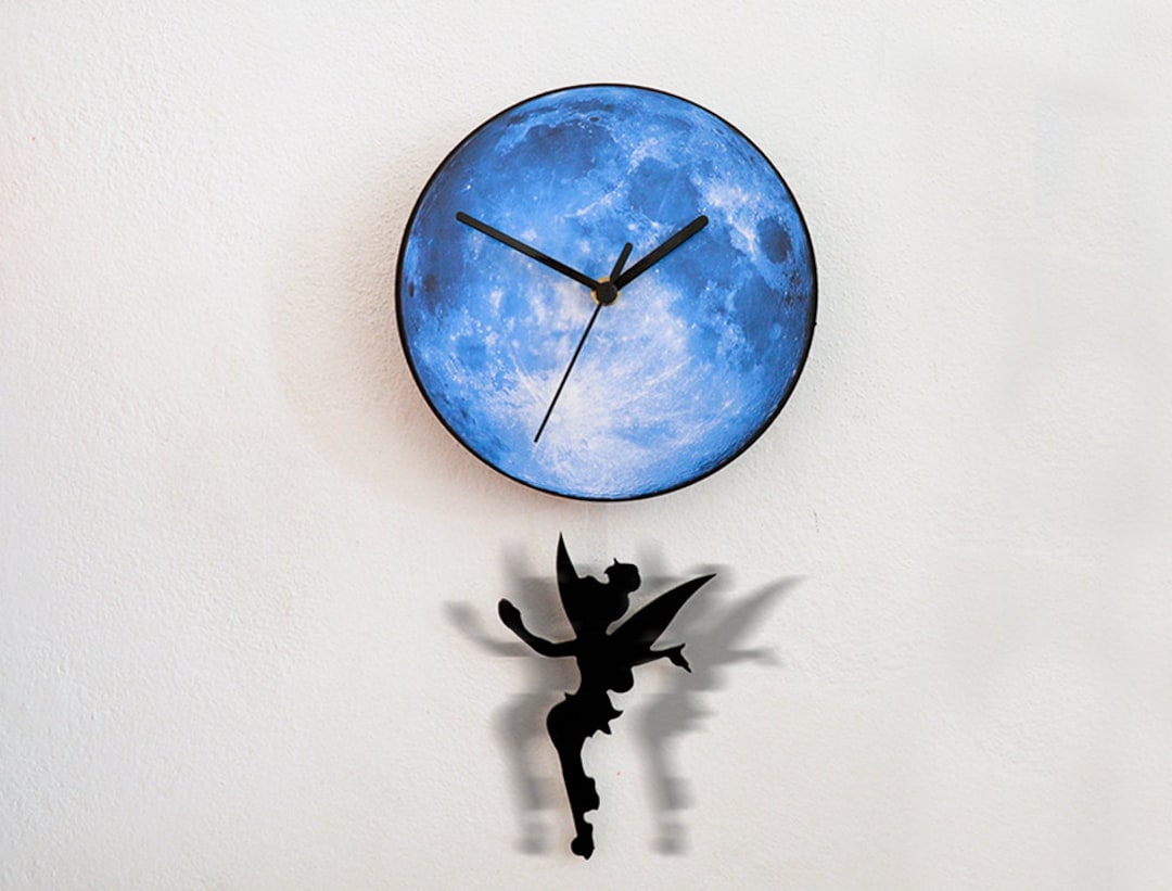 Tinker Bell Swinging on the Moon - Wall Clock With Pendulum - Wall ...