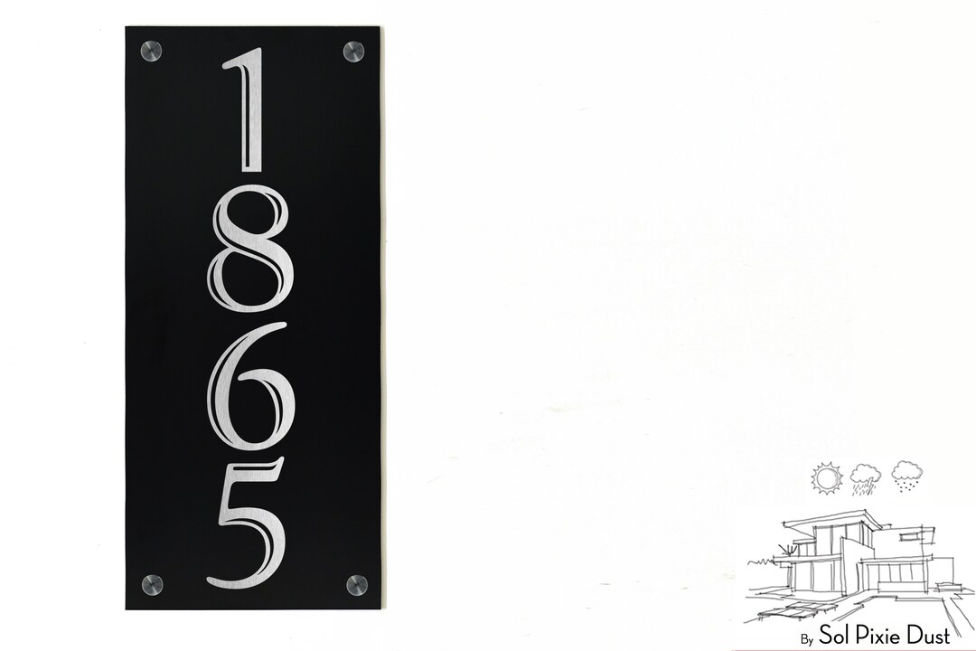 Modern House Sign Vertical With Black Aluminum (ACP) and Silver Fiber ...