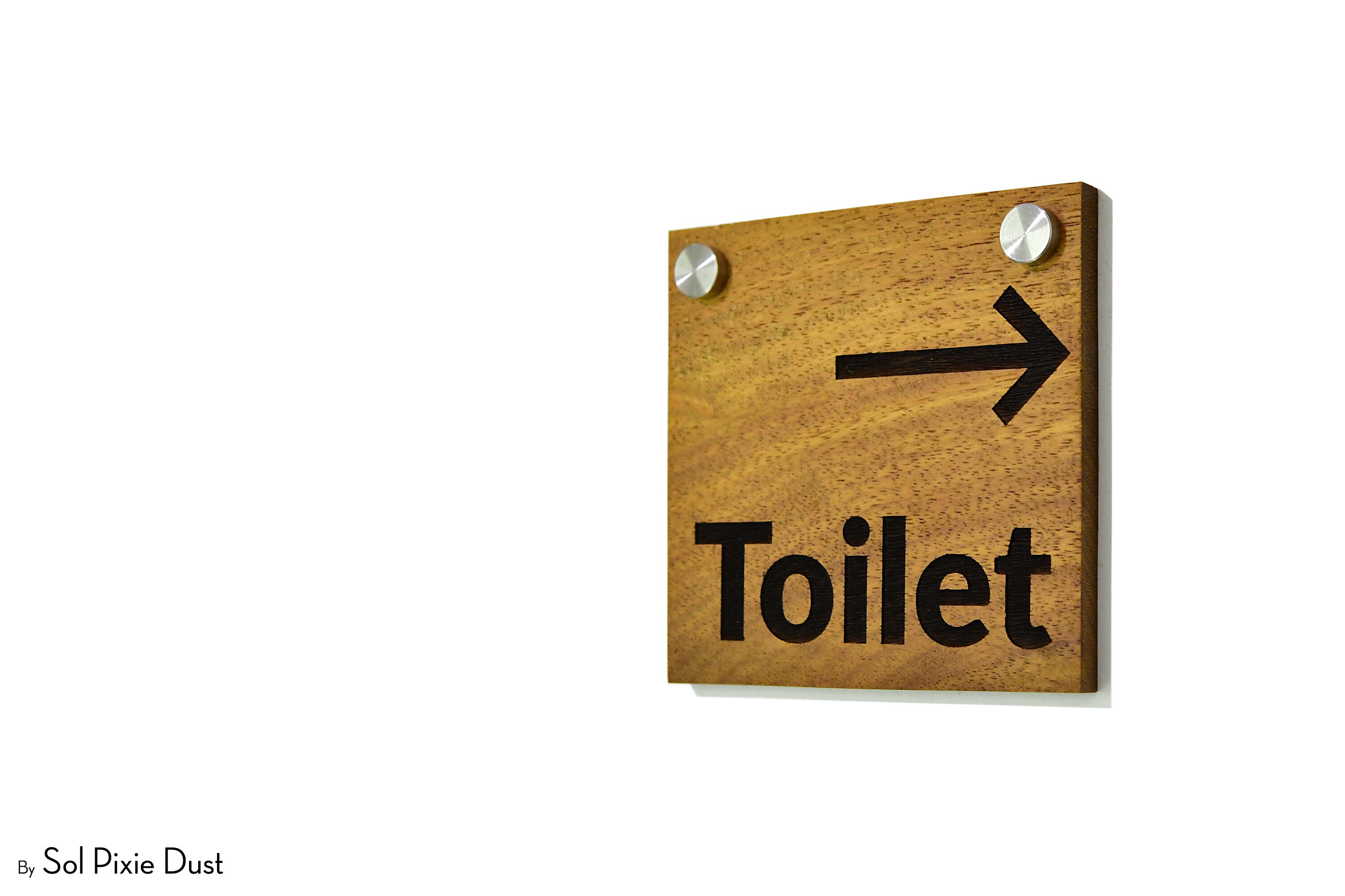 Directional Hotel Restroom Sign Engraved Solid Wood Iroko | Etsy