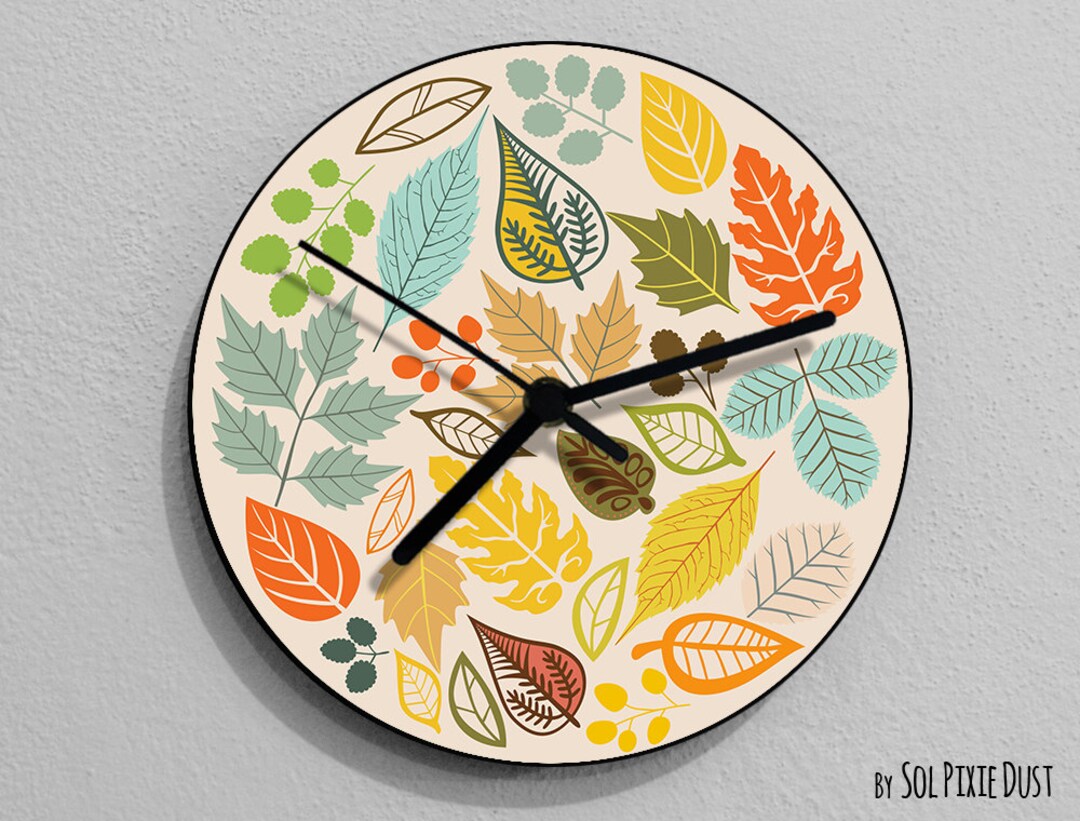 Autumn Leaf Color Wall Clock - Etsy