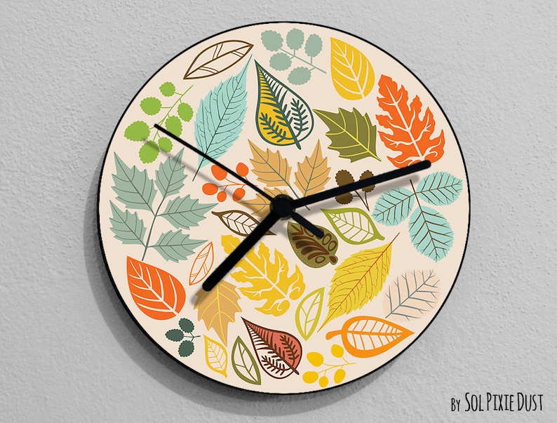 Autumn Leaf Color Wall Clock | Etsy