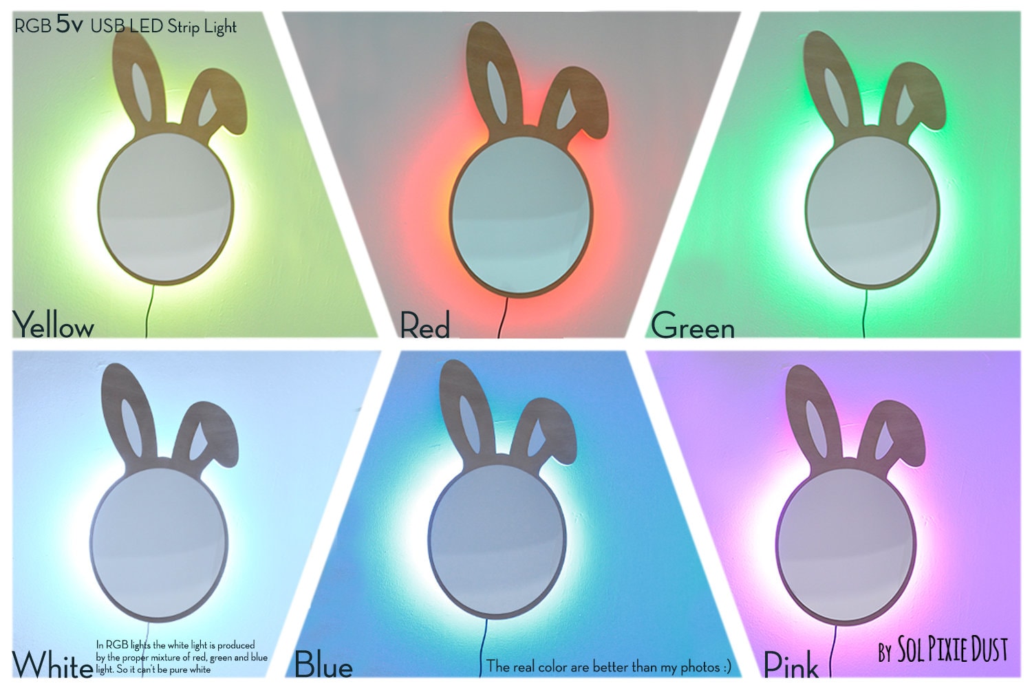 Safety Mirror Cloud With LED Light Wall Decor Mirror | Etsy