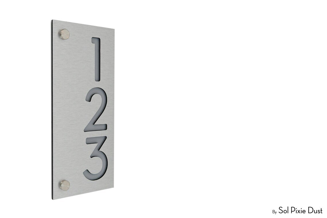 Modern House Numbers, Small Rectangle Alucobond With Gray Acrylic ...