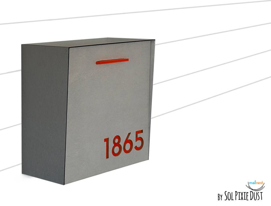 Mailbox With Concrete Face (door), Aluminum Body and Red Acrylic ...