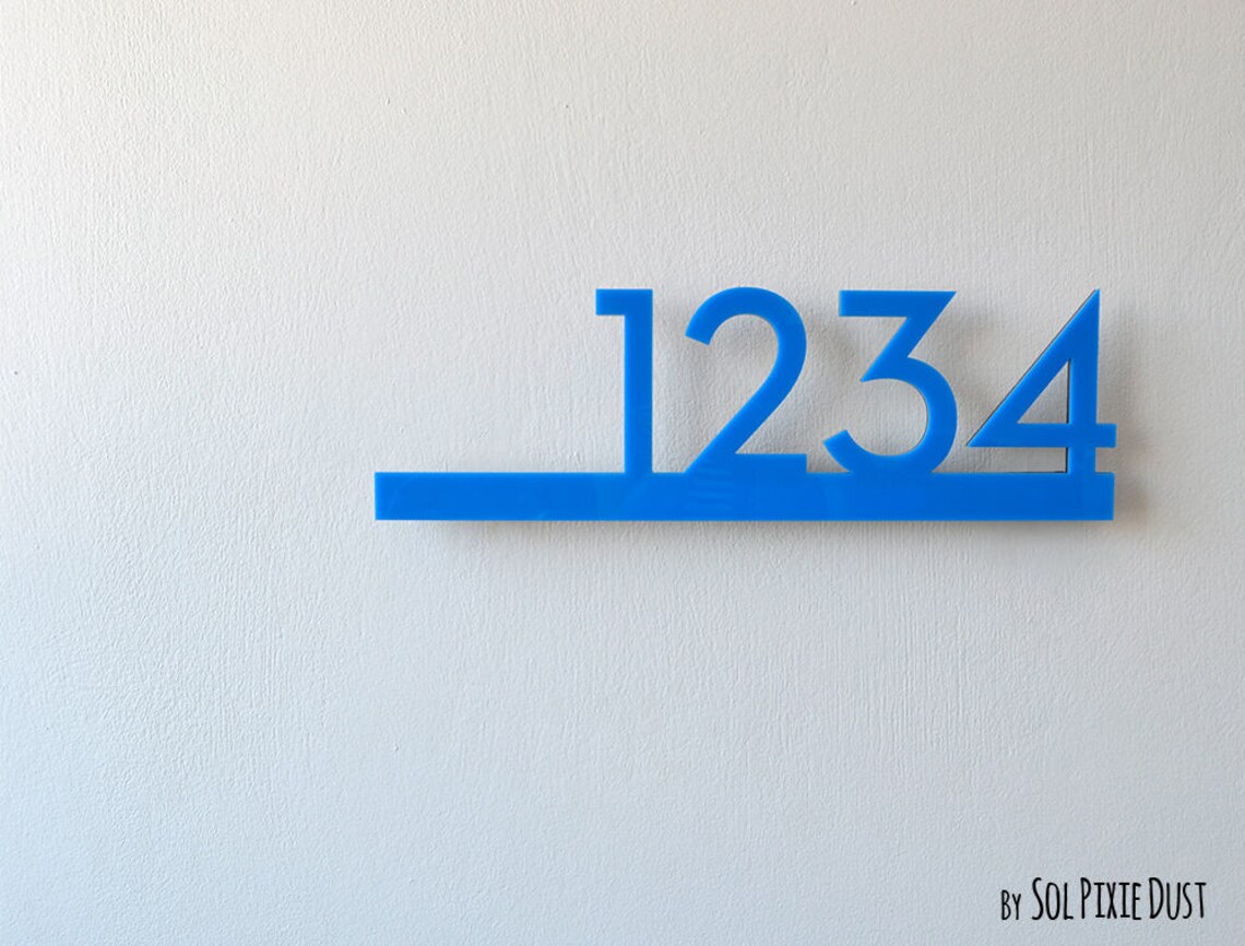 Modern House Numbers Blue With Black Acrylic Contemporary | Etsy