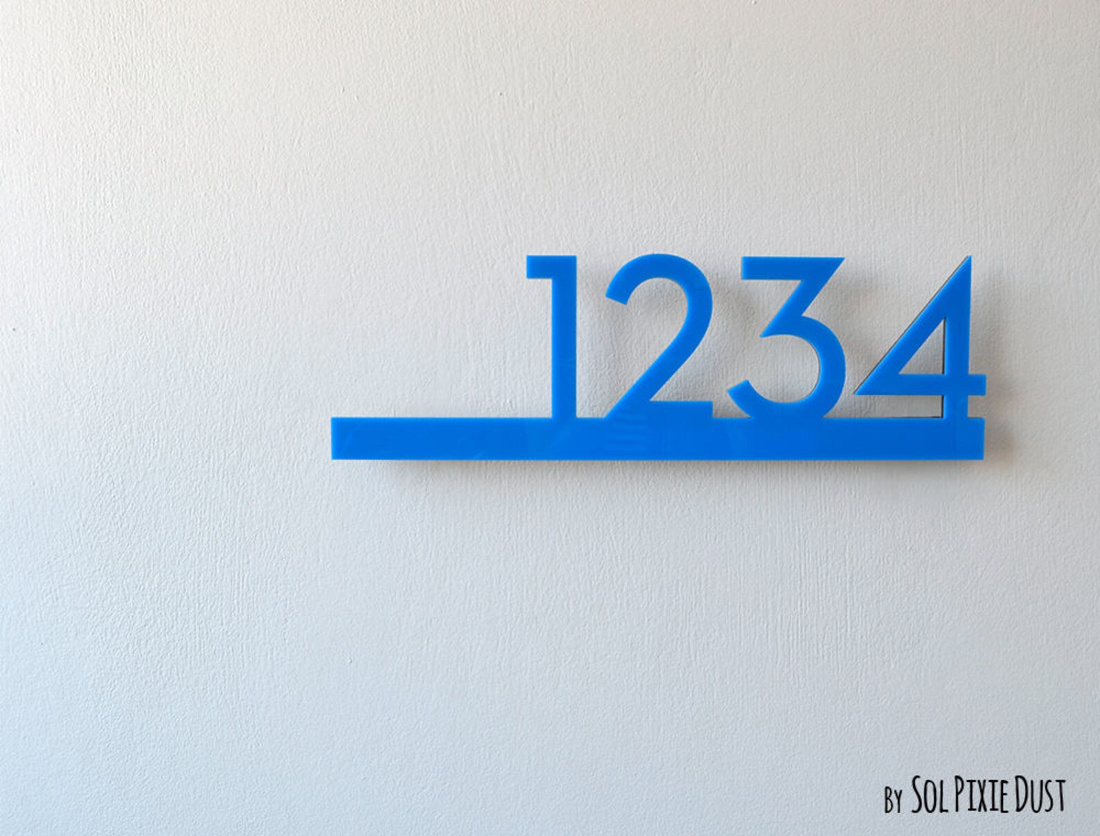 Modern House Numbers Blue With Black Acrylic Contemporary | Etsy