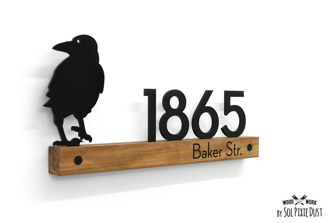 Modern House Numbers - Raven Wooden & Acrylic Signs - African Teak ...