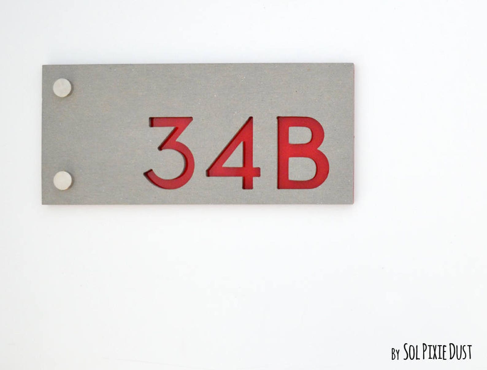 Modern House Numbers Rectangle Concrete With Red Acrylic - Etsy