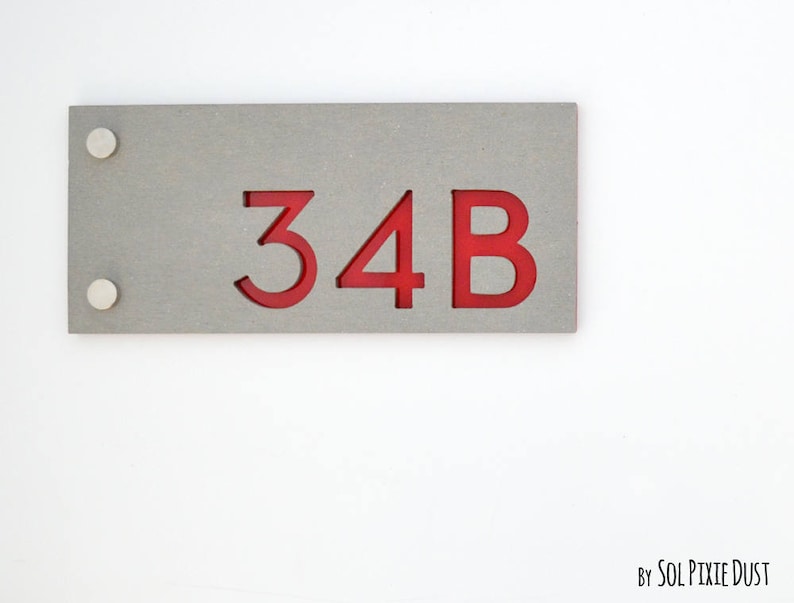 Modern House Numbers, Rectangle Concrete With Red Acrylic ...